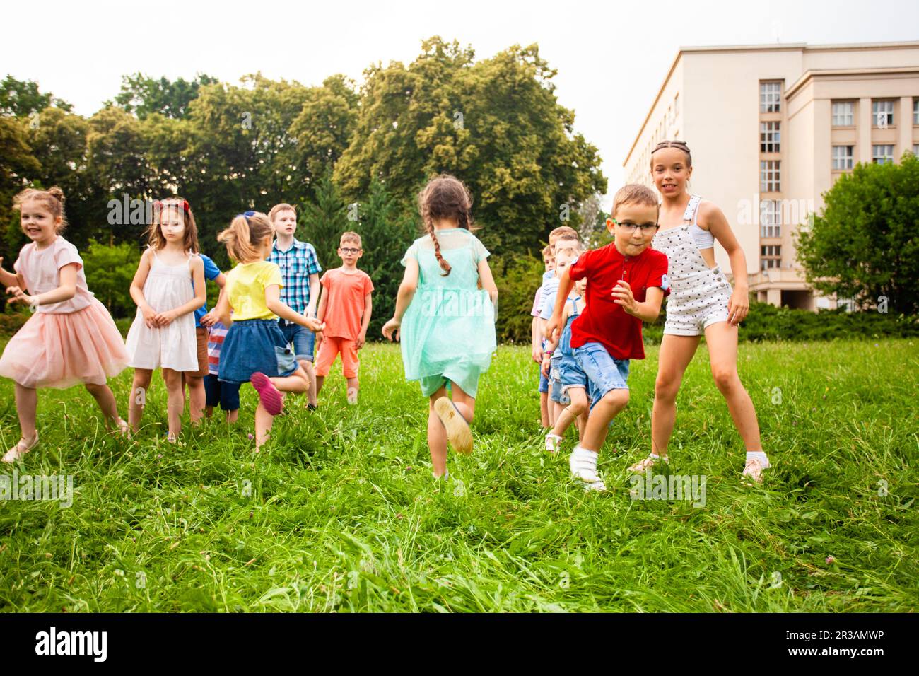 The children learn teamwork during competitions outdoor Stock Photo - Alamy