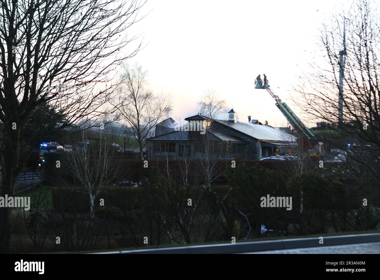 A fire at Ashvale Farm shop in February 2022 after it was brought under ...