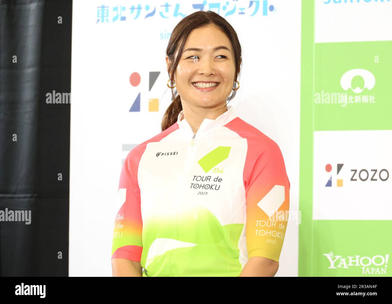 Tokyo, Japan. 23rd May, 2023. A Tour de Tohoku ambassador, Japanese ...