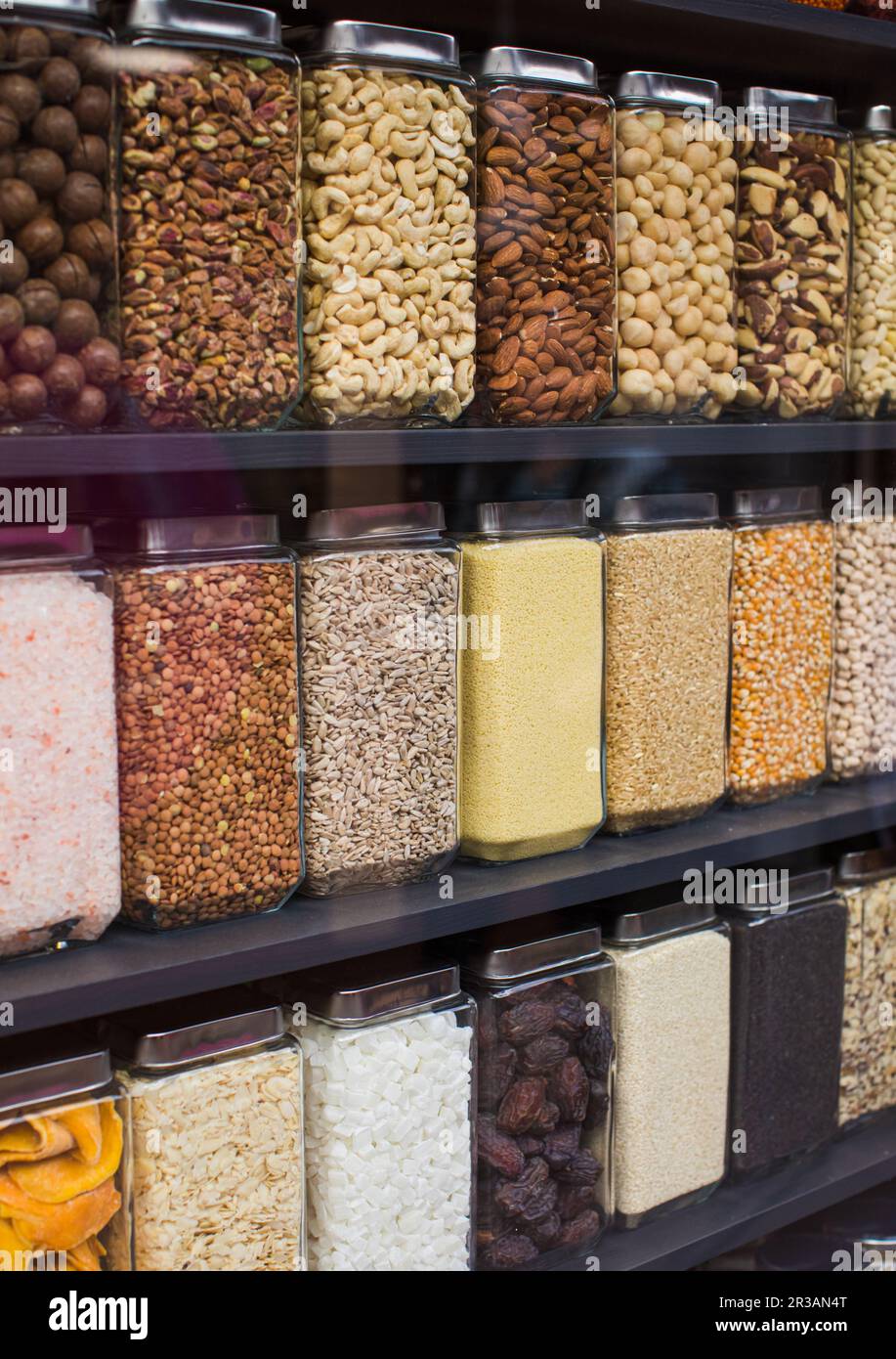 Jars of dried food on shelf hi-res stock photography and images - Alamy
