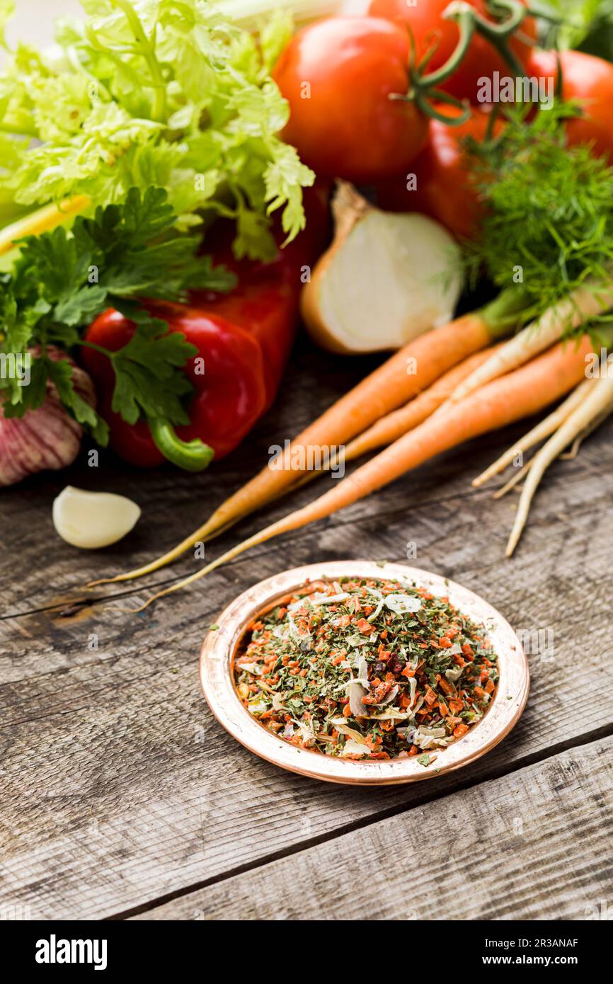 Colorful mix of dry and ground vegetables, from above Stock Photo - Alamy