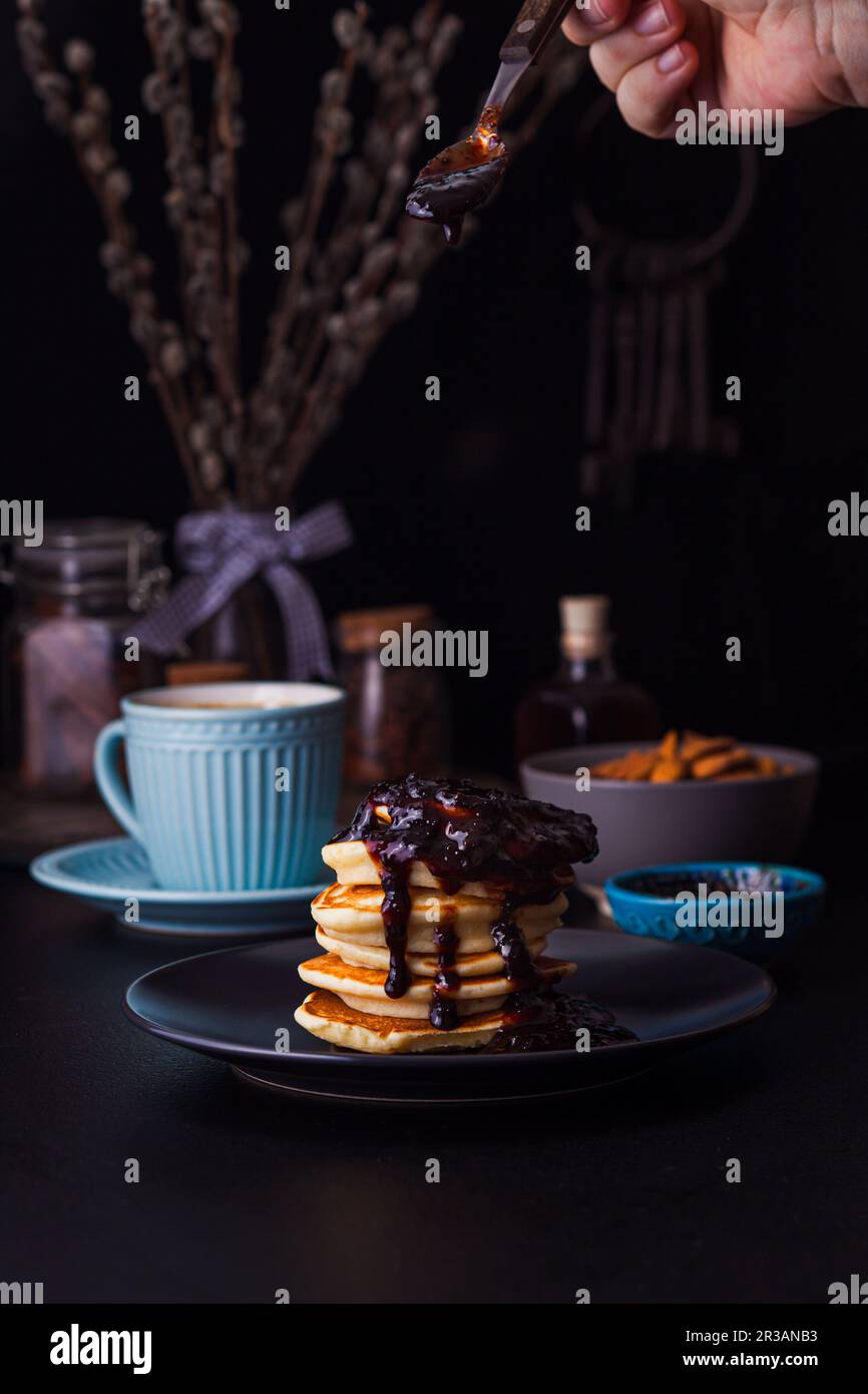 Decorated blueberry pancakes hi-res stock photography and images - Alamy