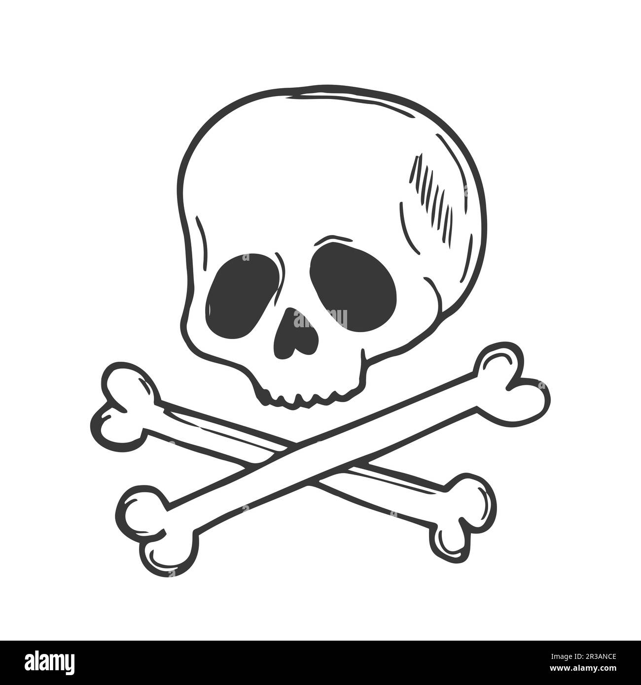 Hand drawn vector illustration of scull with bones. Isolated sketch ...
