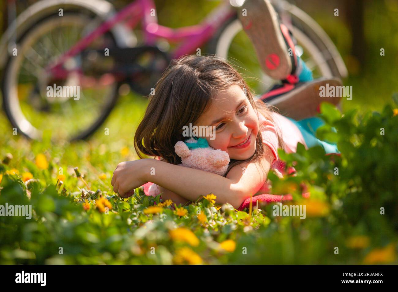 The cute little girl dreams of a wonderful future Stock Photo - Alamy