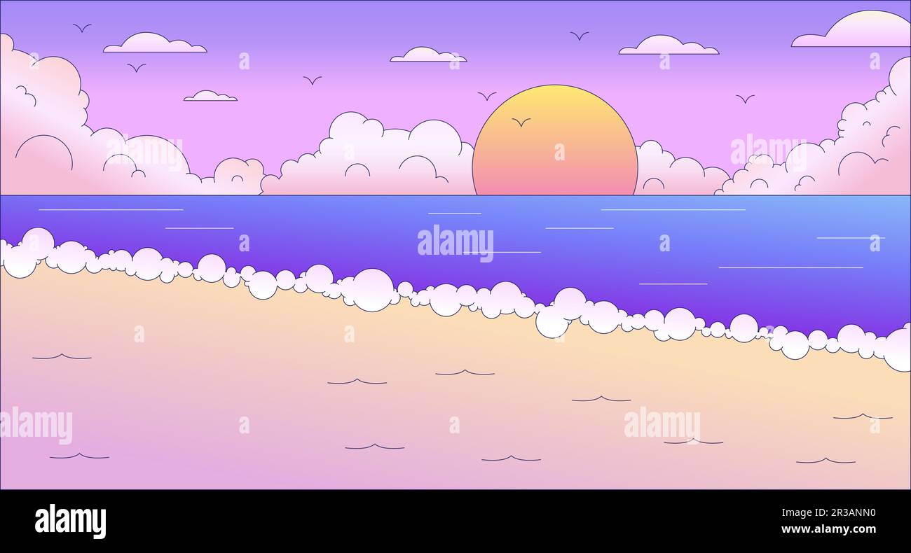 Seascape sunset lo fi chill wallpaper Stock Vector Image & Art - Alamy