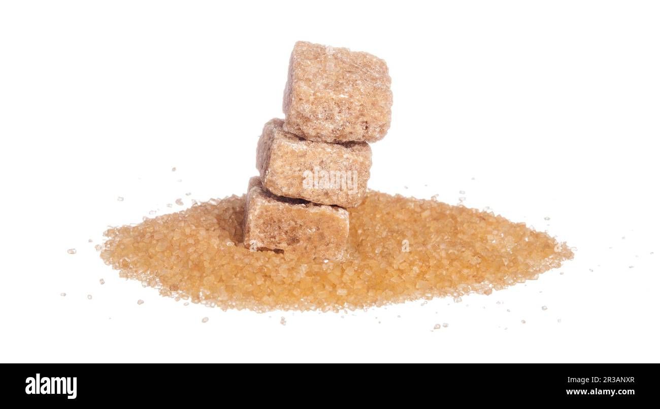 sugar cubes and sugar-sand on a white background Stock Photo - Alamy