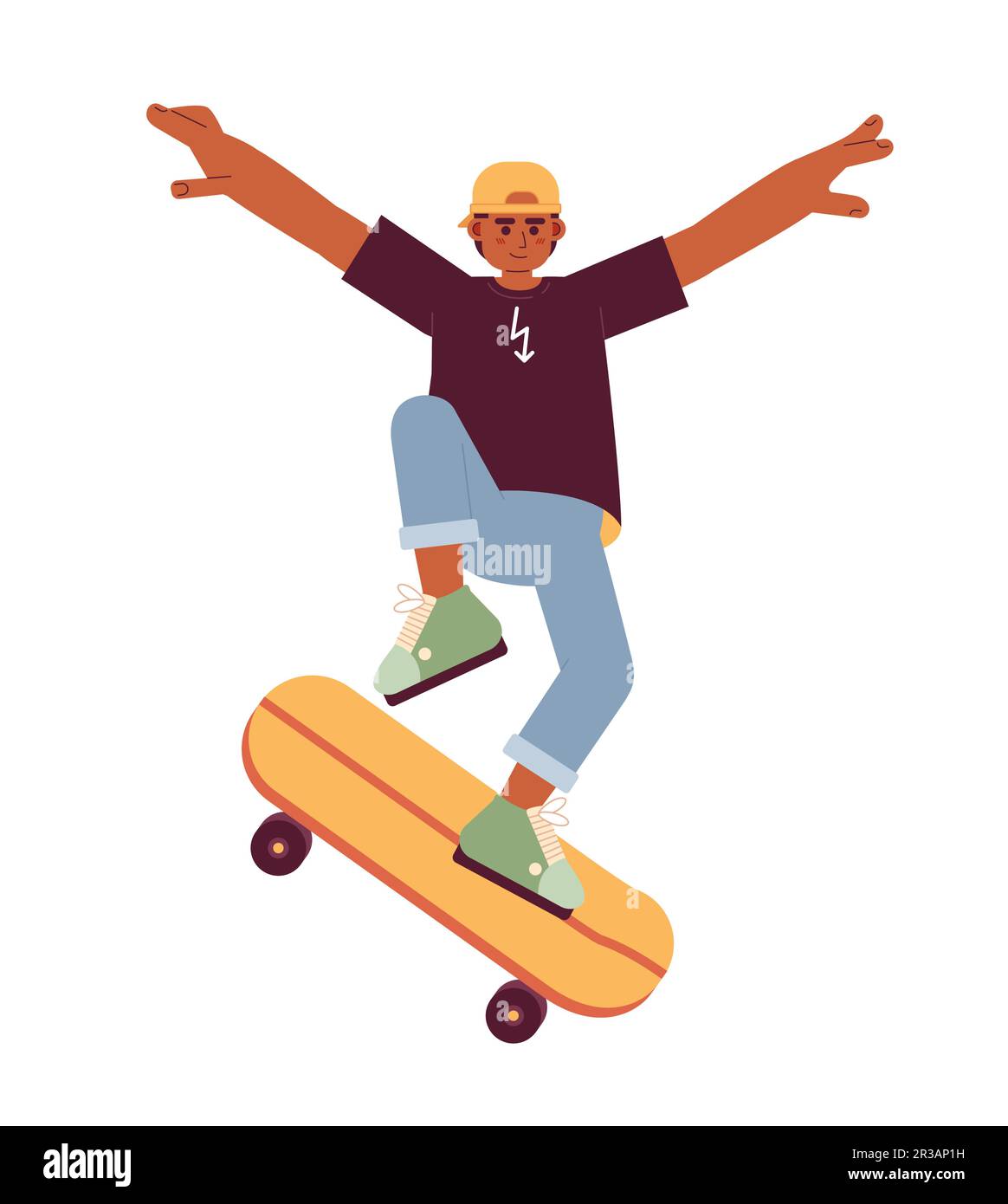 Teenager riding skateboard flat vector cartoon character Stock Vector ...