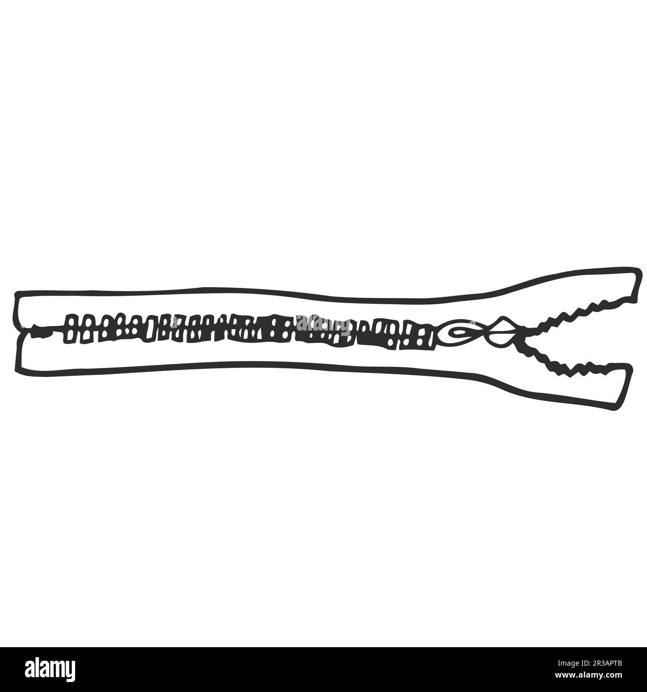 Zipper line icon. Freehand outline zipper. Black ink hand drawn object ...