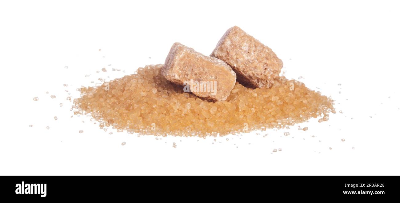 sugar cubes and sugar-sand on a white background Stock Photo - Alamy