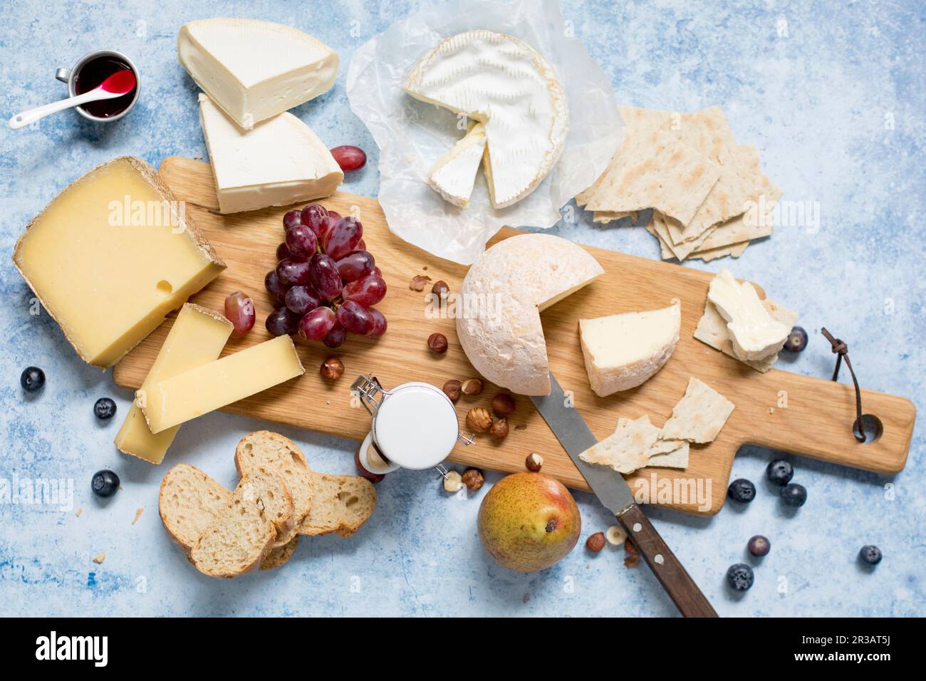 Various Processed Cheeses on Boards Stock Photo - Alamy