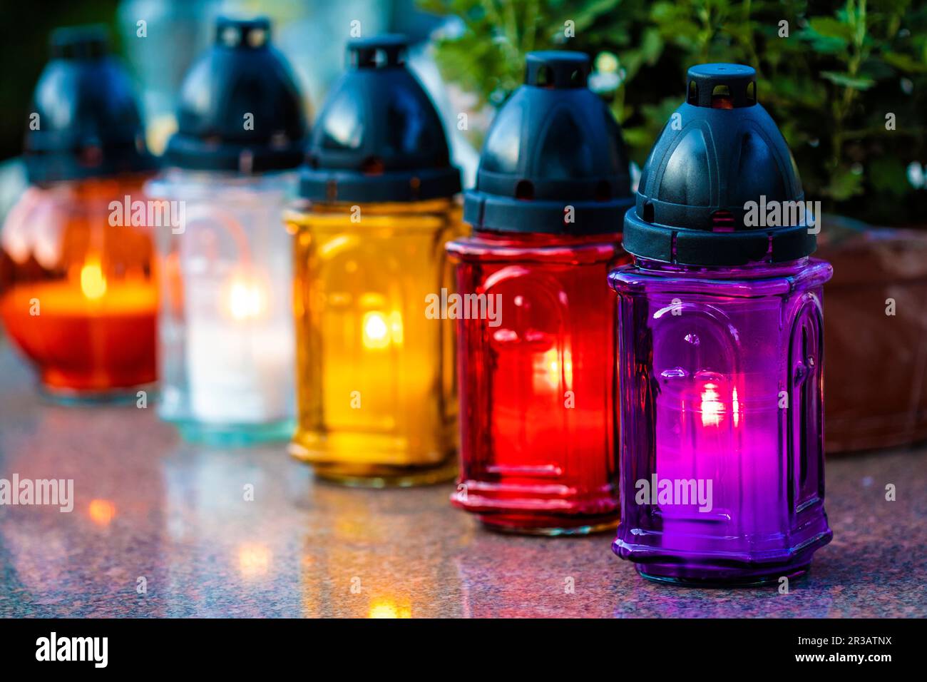 Grave candles during All Souls' Day Stock Photo - Alamy