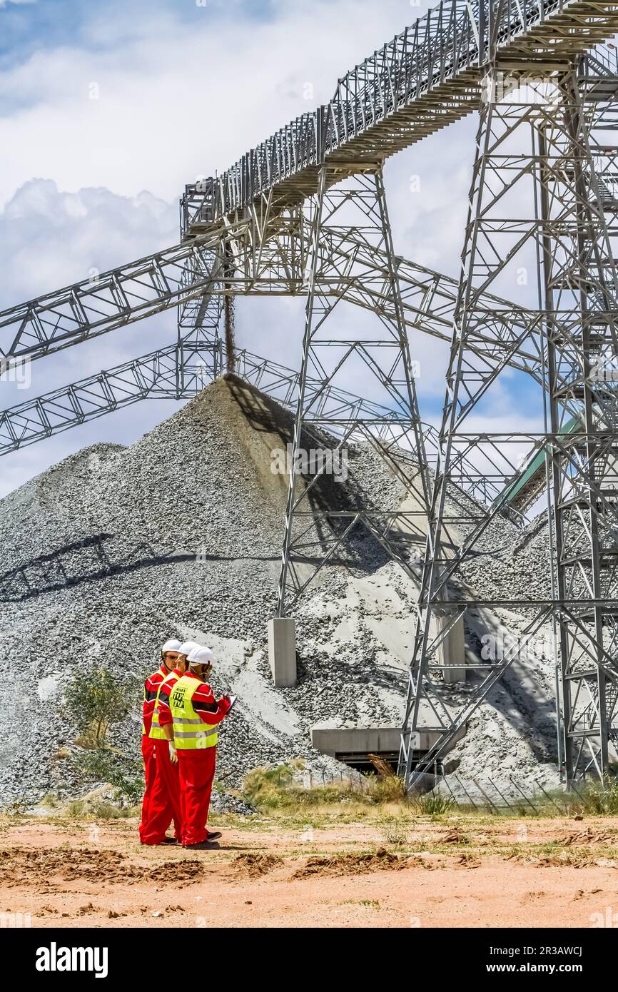 Conveyor belt transporting Platinum ore for processing with mining ...