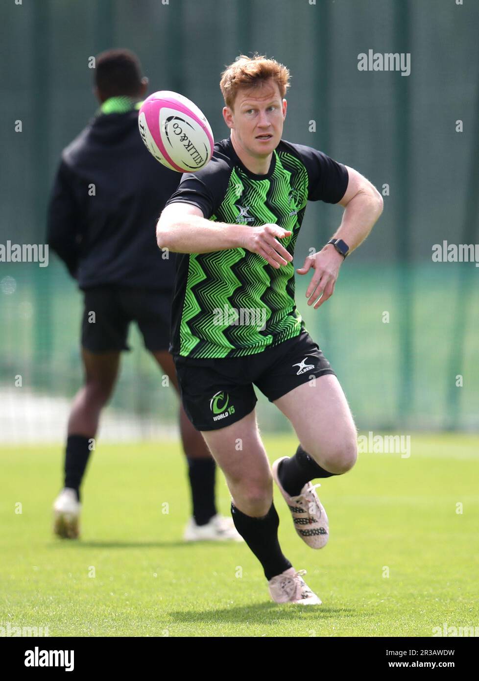 World XV's Rhys Patchell during a training session at The Lensbury ...