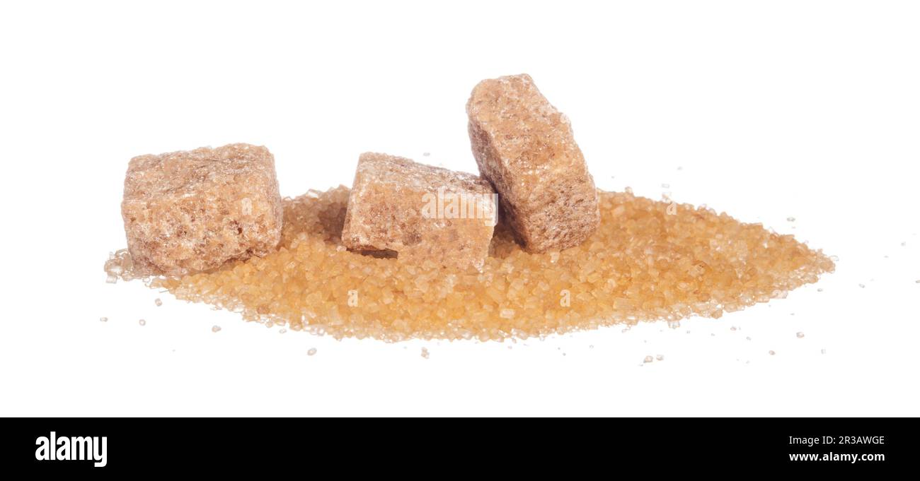 sugar cubes and sugar-sand on a white background Stock Photo - Alamy