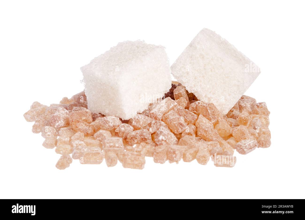 sugar cubes and sugar-sand on a white background Stock Photo - Alamy