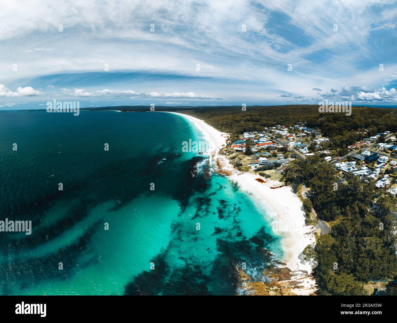 Jervis bay Panorama Aerial Drone Picture of the white sand Hyams beach ...