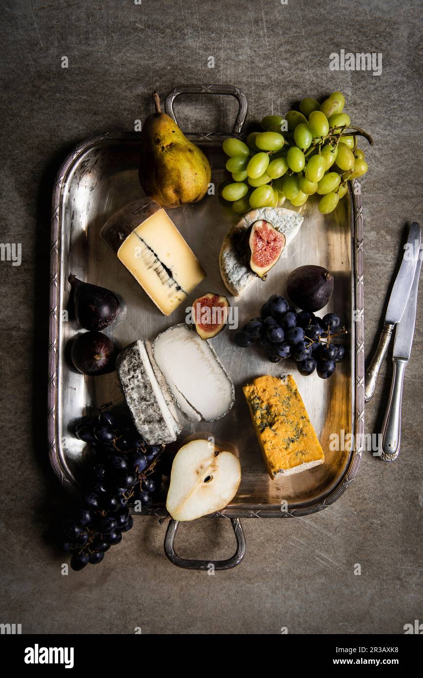 Cheese Selection with Fruits Stock Photo - Alamy