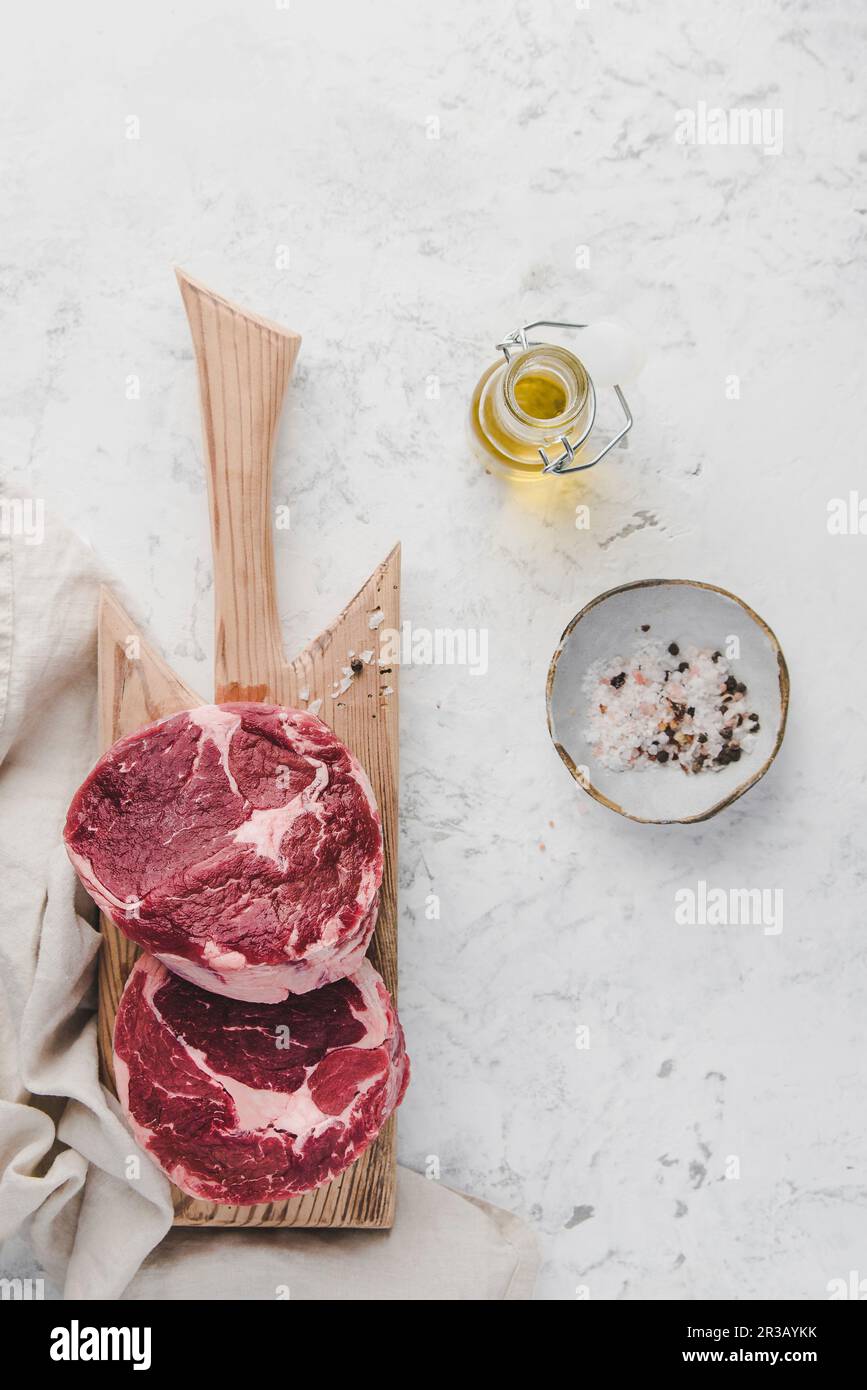 Raw beef steak rib eye Stock Photo - Alamy