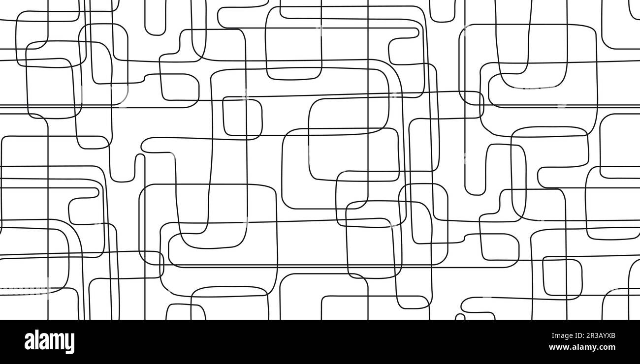 Chaotic artistic seamless pattern. Creative swirls, curved one line ...