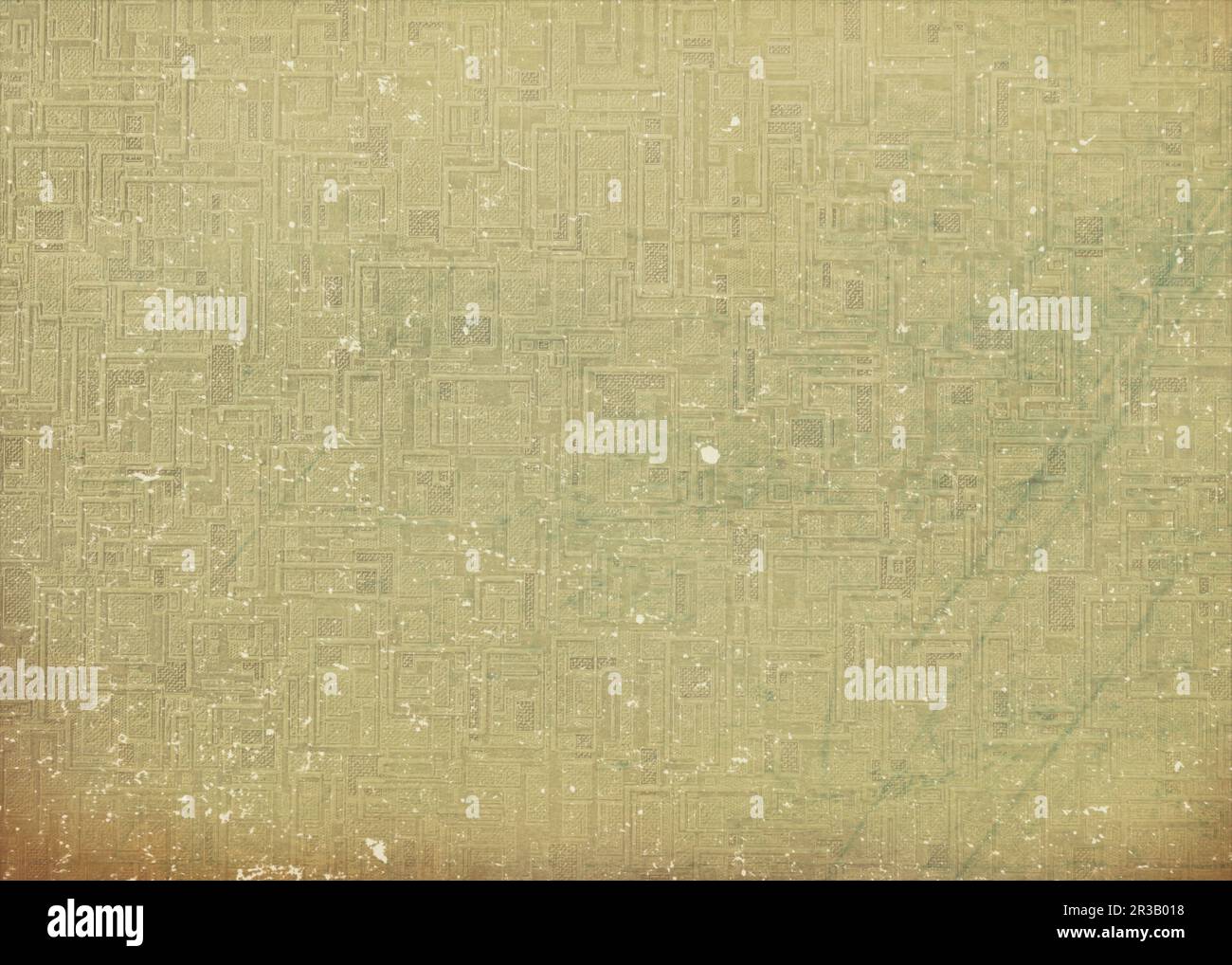 Vintage background of old wallpaper with a geometric pattern of scuffs ...