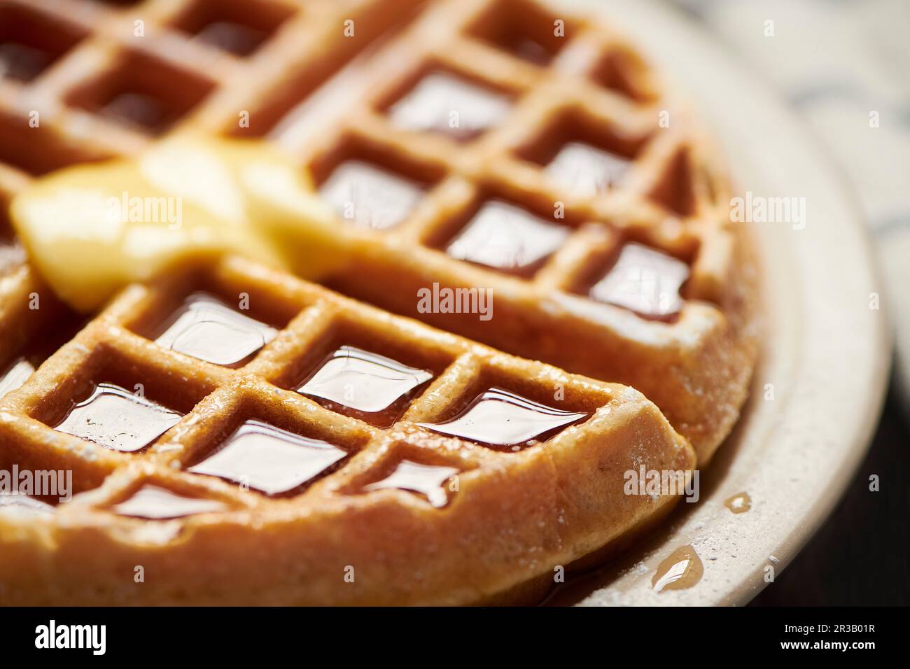 Waffle with syrup hi-res stock photography and images - Alamy