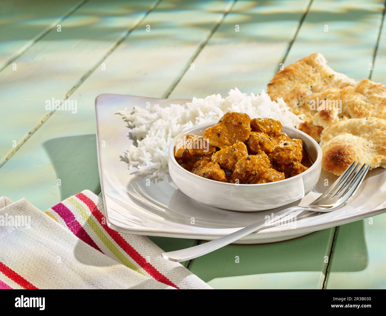 Beef Madras and Basmati Rice Stock Photo - Alamy