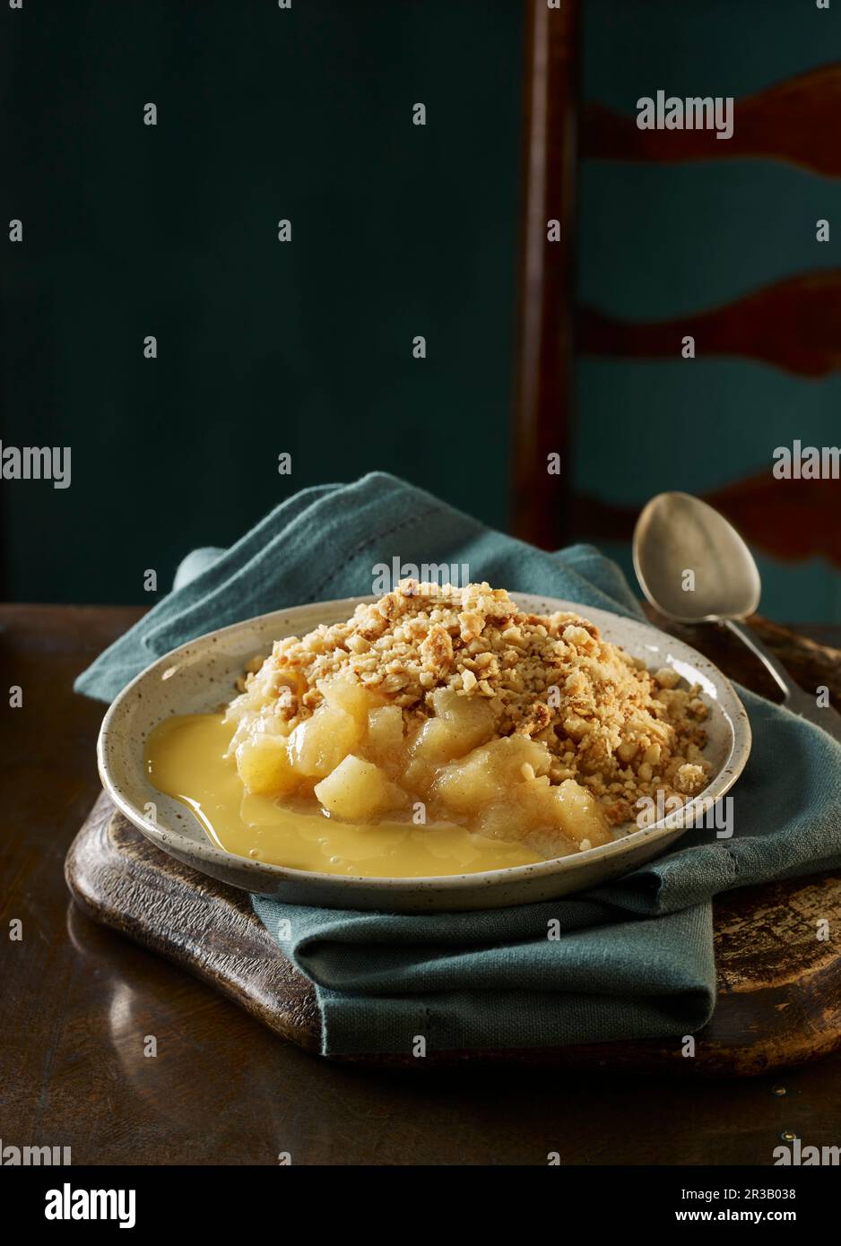 Apple Crumble and Custard Stock Photo - Alamy