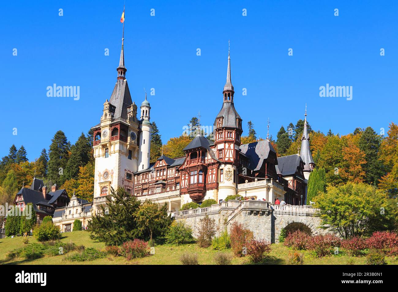 Peles Castle, Romania. Beautiful famous royal castle and ornamental ...