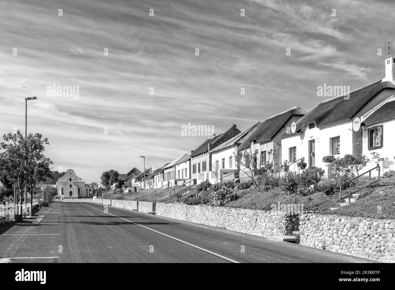 Elim, South Africa - Sep 21, 2022: A street scene, with historic houses ...