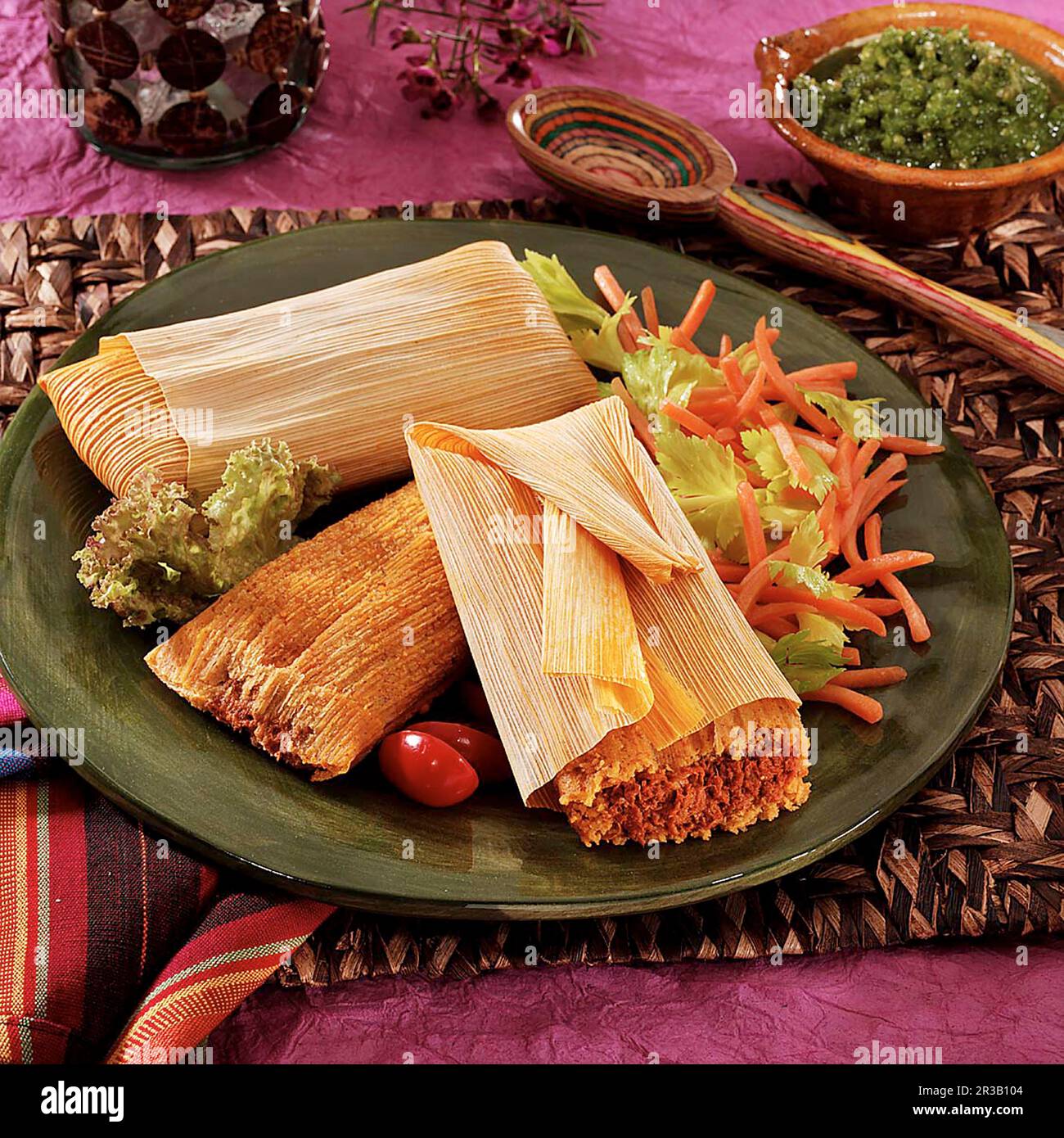 Ground Pork Tamales in corn husk wrappers Stock Photo - Alamy