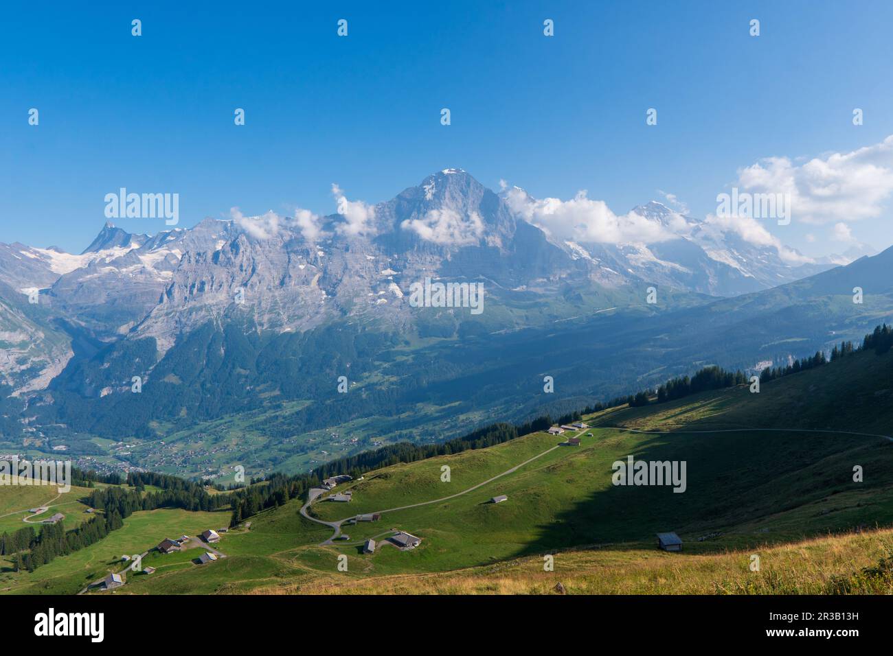 The view of the Grindelwald Valley from the top of First. With the ...