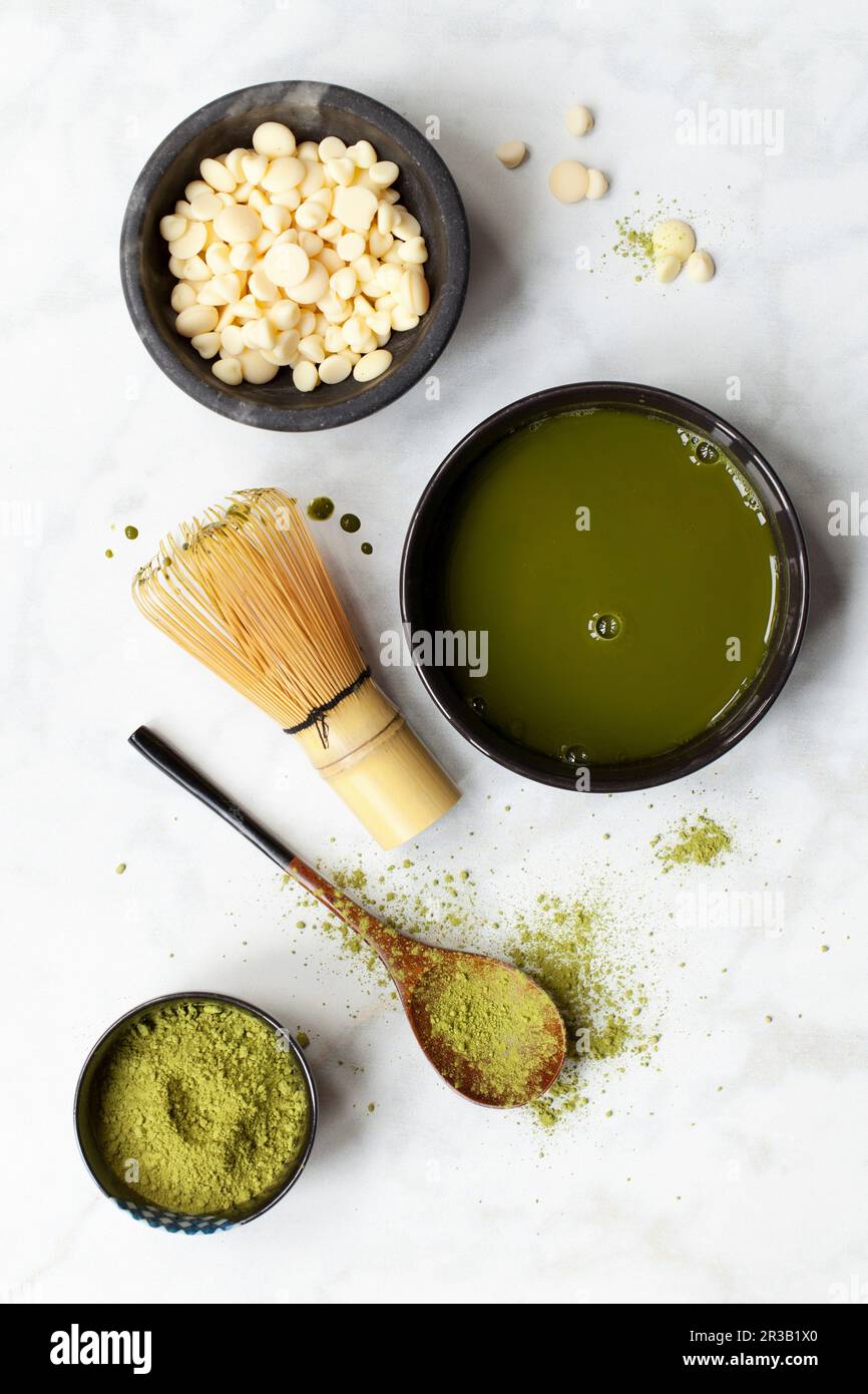 Matcha powder overhead hi-res stock photography and images - Alamy