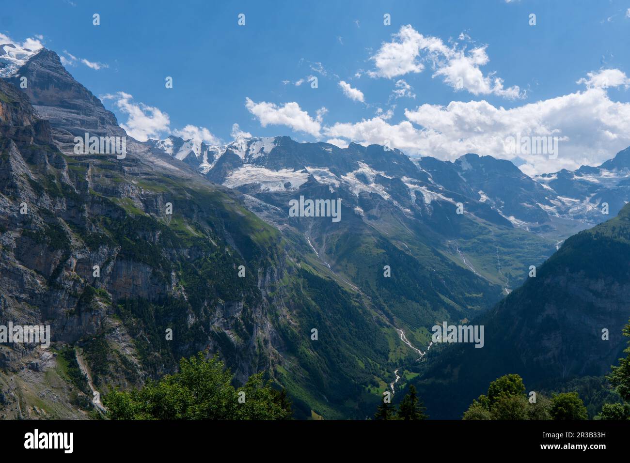 Landscape of Lauterbrunnen valley in Swiss Alps, Switzerland. Hiking ...