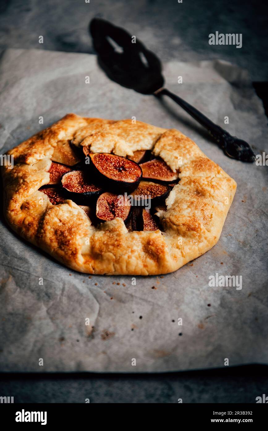 Fig galette with goat's cheese (France Stock Photo - Alamy