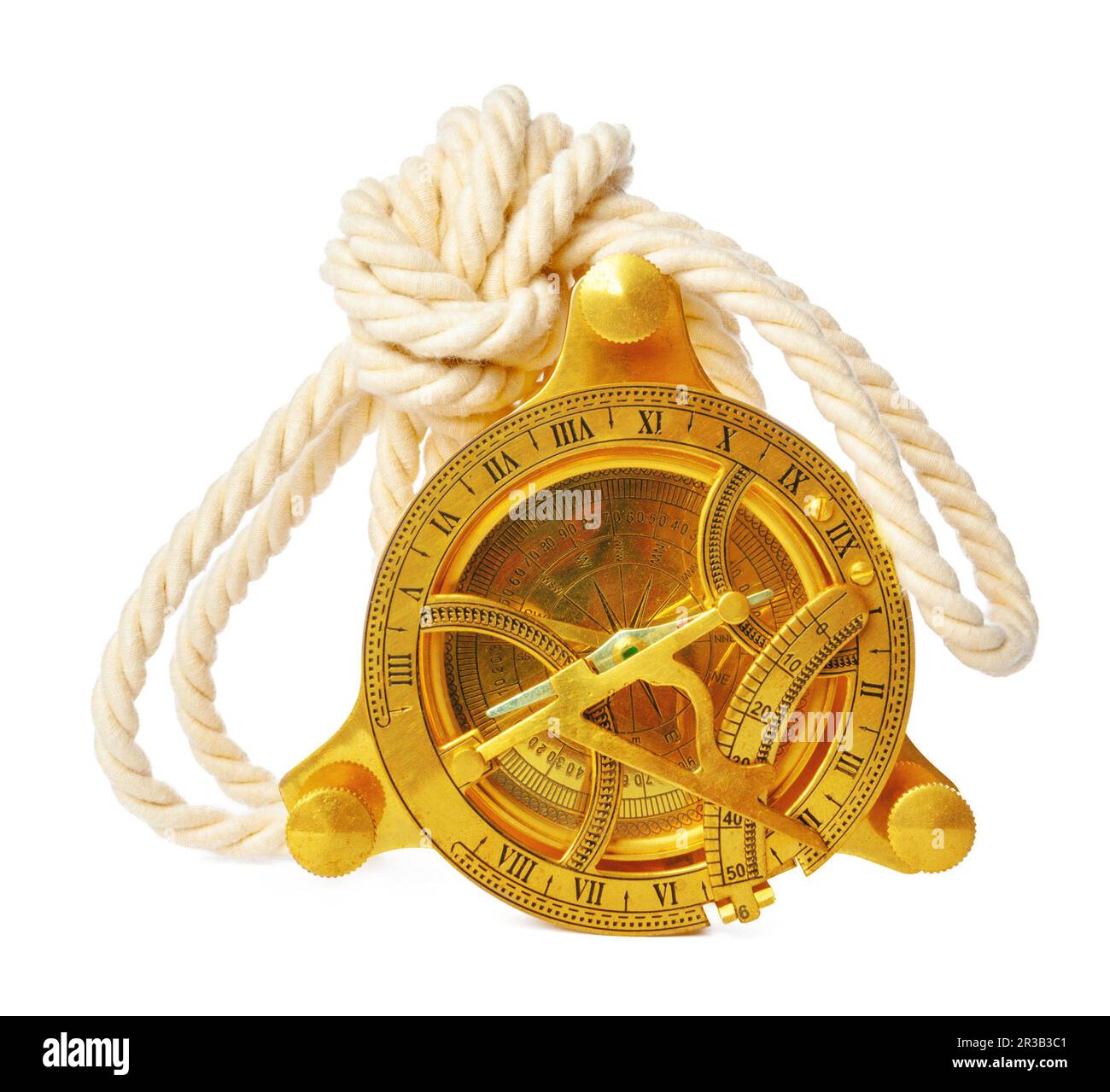 Nautical compass with rope isolated on white background Stock Photo - Alamy