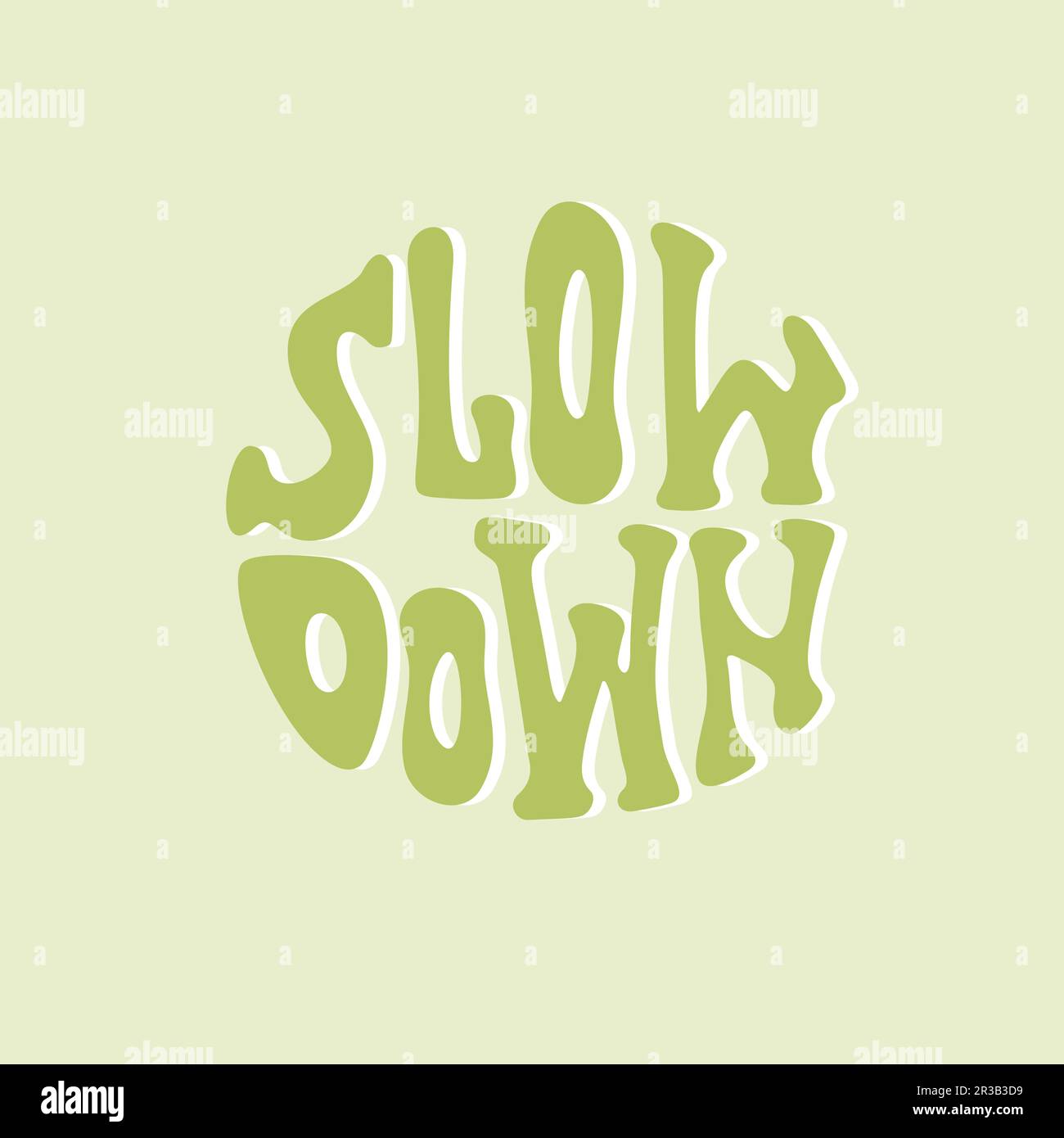 Slow down lettering in groovy style isolated design in in a circle ...