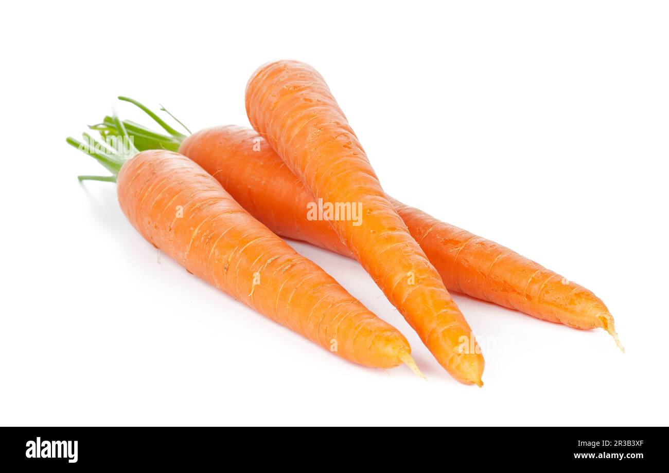 Isolated carrots. Heap of fresh carrots with stems isolated on white ...