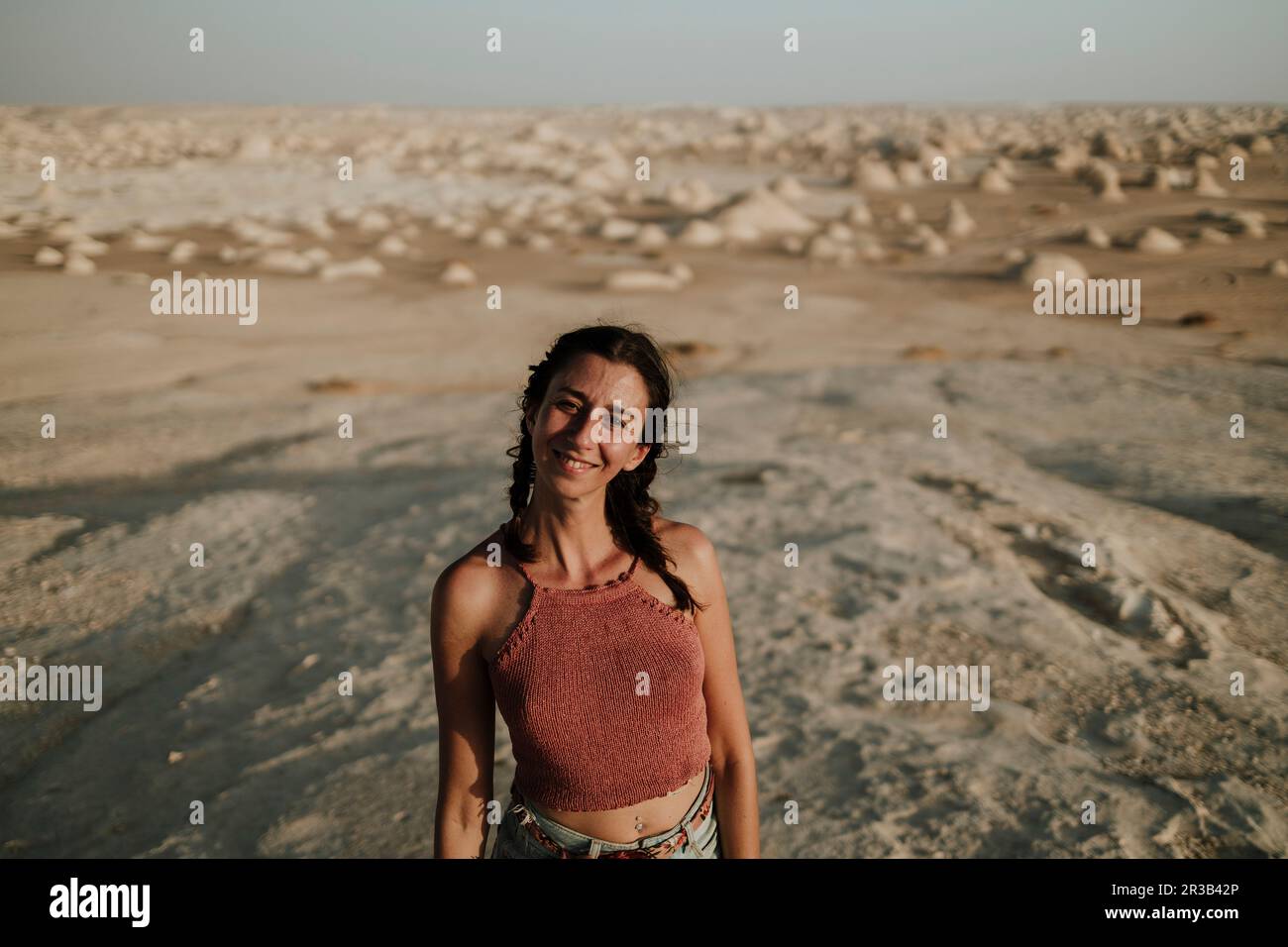 Woman in the white desert hi-res stock photography and images - Alamy