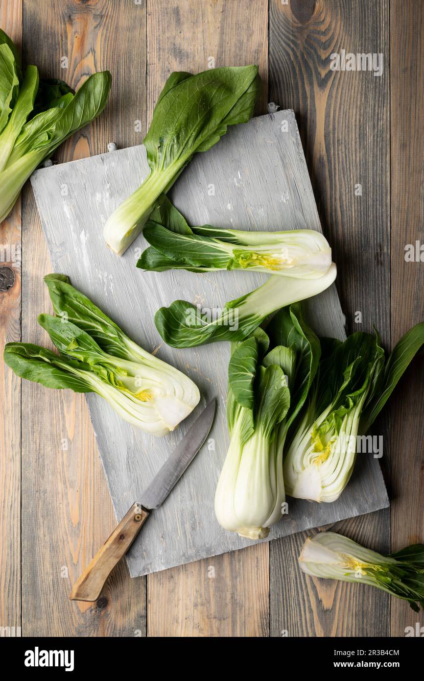 Pak choy on cutting hi-res stock photography and images - Alamy