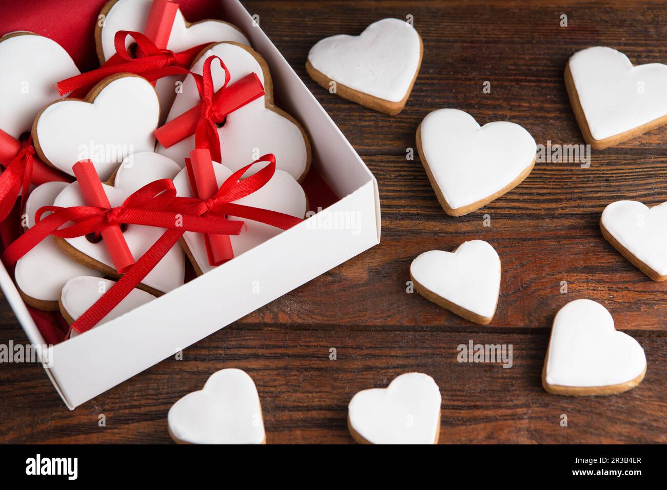 Glazed heart shaped cookies with wishes for Valentine's day. Delicious ...