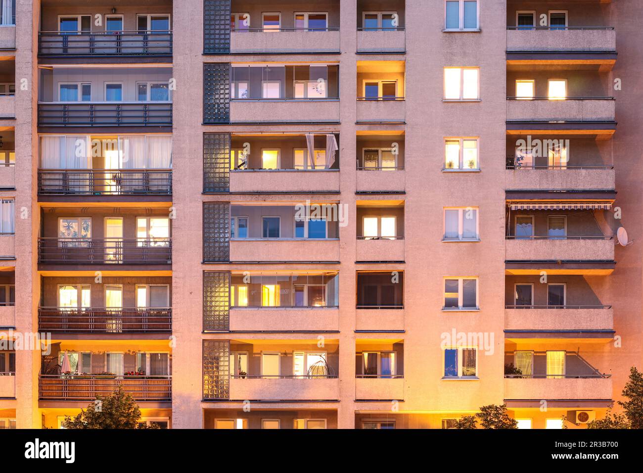 Block of flats in evening Stock Photo - Alamy