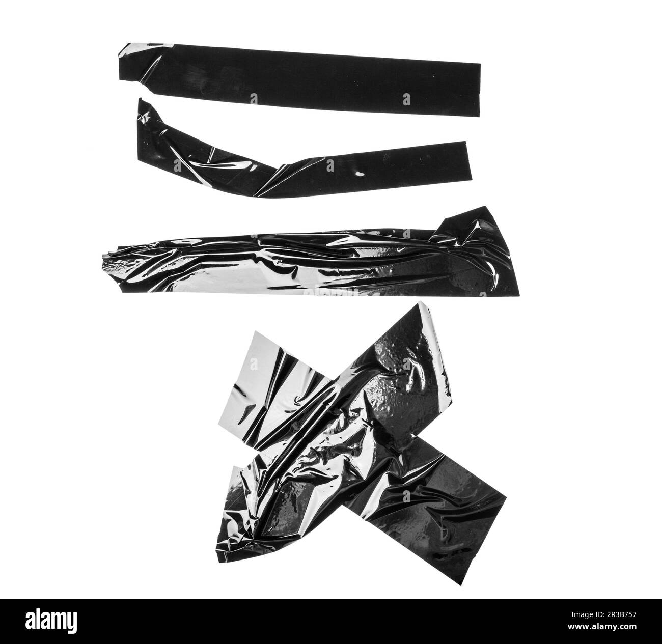 Torn different size black sticky tape, adhesive pieces Stock Photo - Alamy