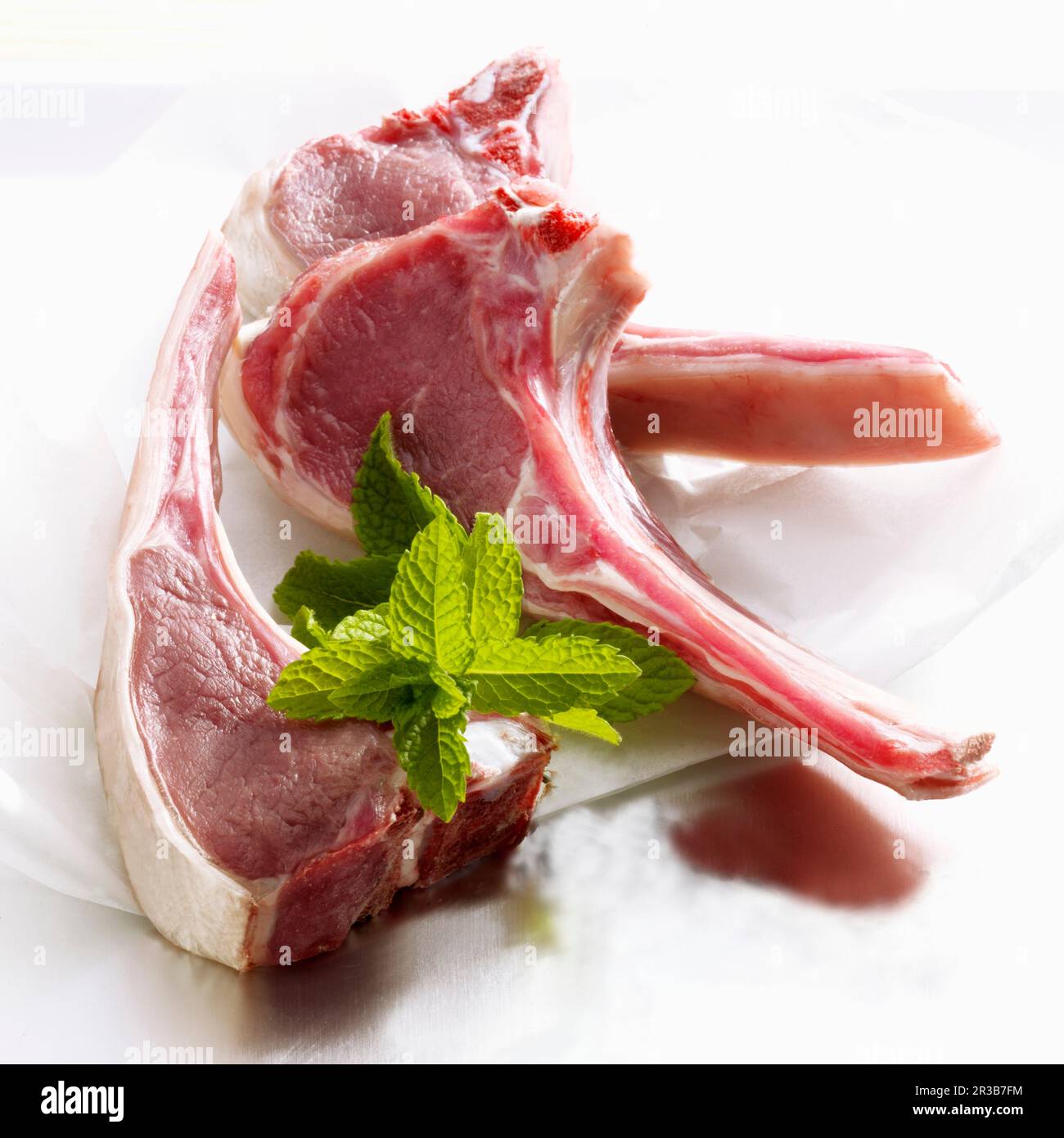 Raw lamb chops with fresh mint Stock Photo - Alamy
