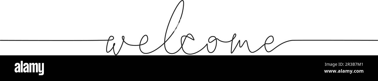 single line drawing of word WELCOME, handwriting line art vector ...