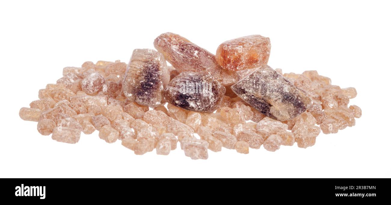 Pile of brown granulated sugar isolated on white background Stock Photo ...