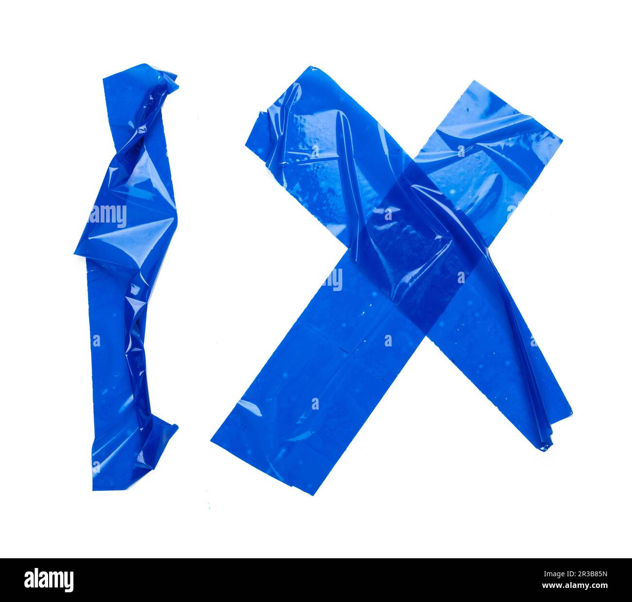 Set of Blue tapes on white background Stock Photo - Alamy