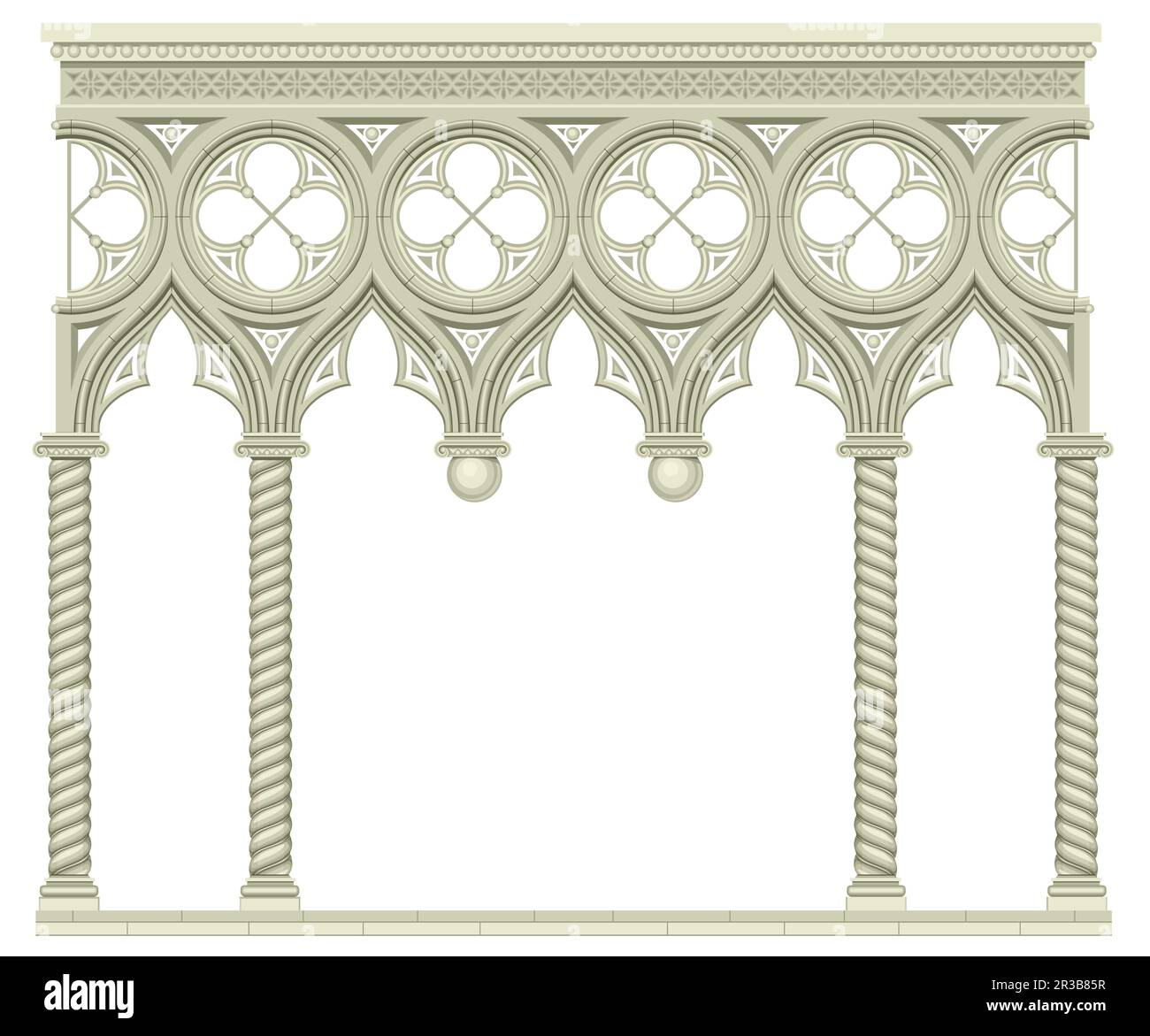 Classic arcade gallery facade of gothic cathedral Stock Vector Image ...