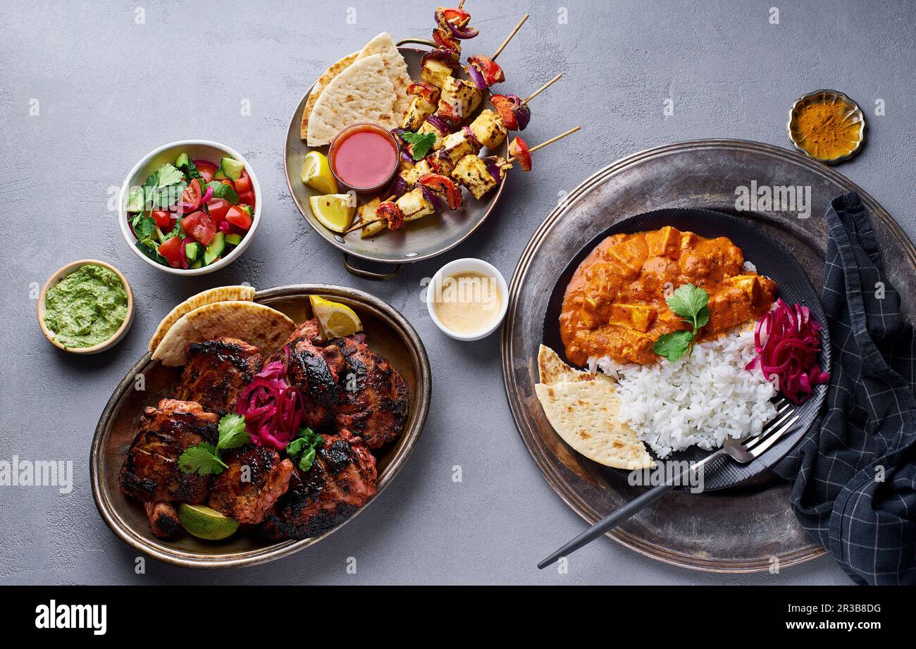 Tandoori chicken, paneer tikka masala with rice & paneer tikka kebab ...