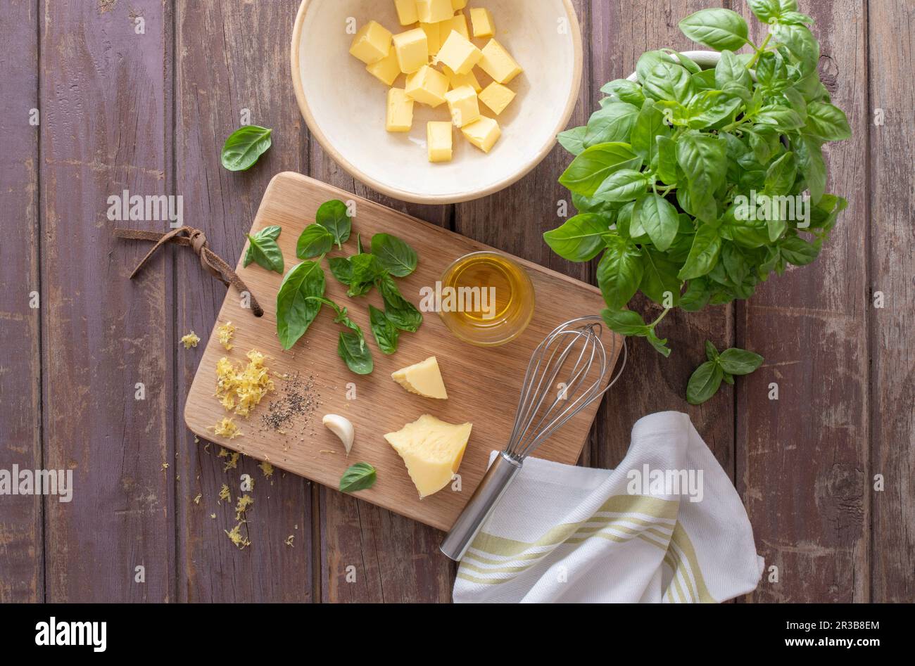 Ingredients for basil butter Stock Photo - Alamy