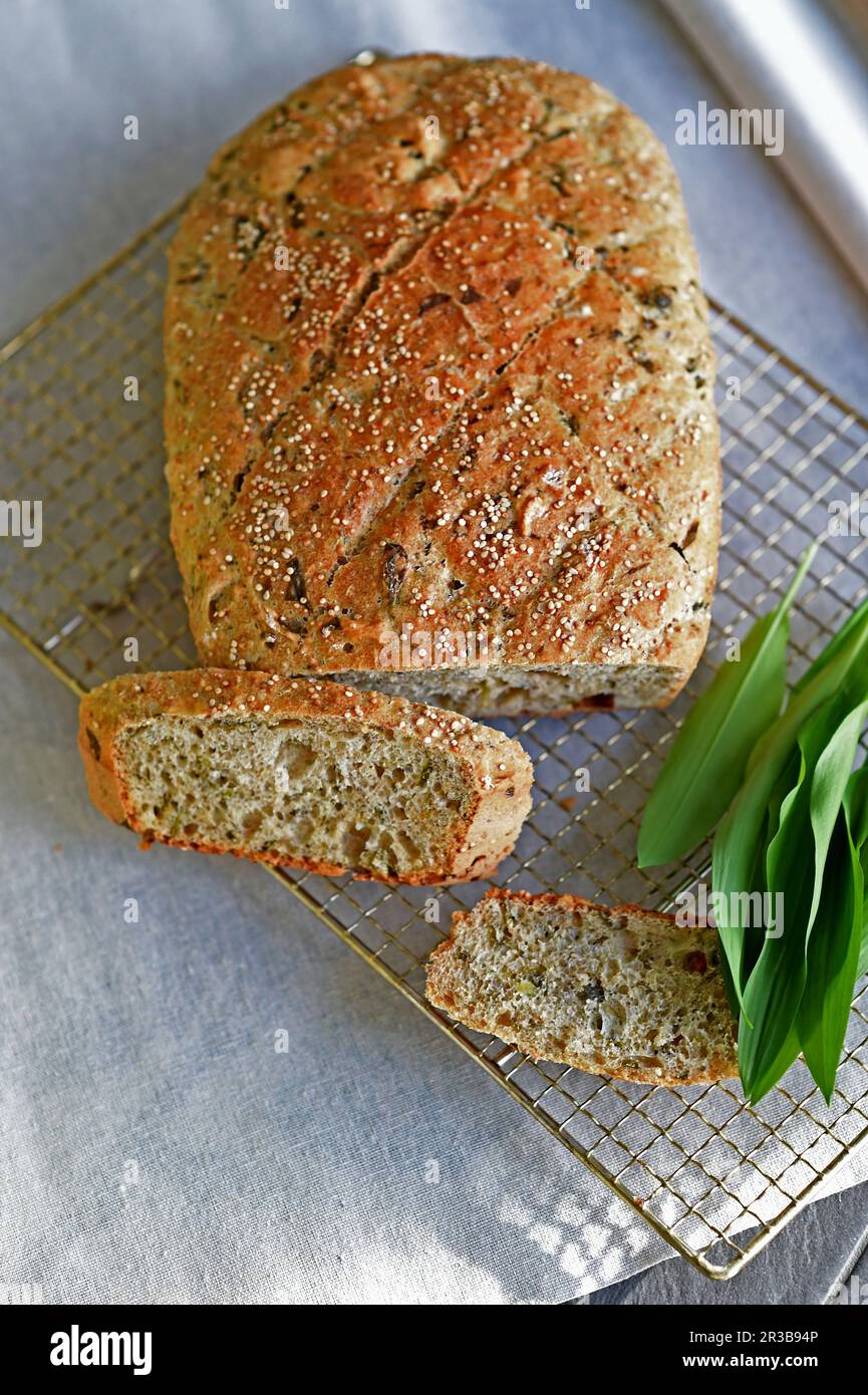 Wild garlic spelt bread Stock Photo - Alamy